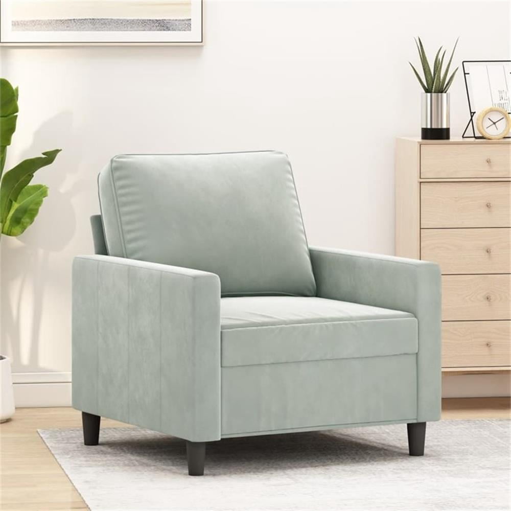 Bowery Hill Contemporary Single Sofa Chair in Light Gray Polyester ...