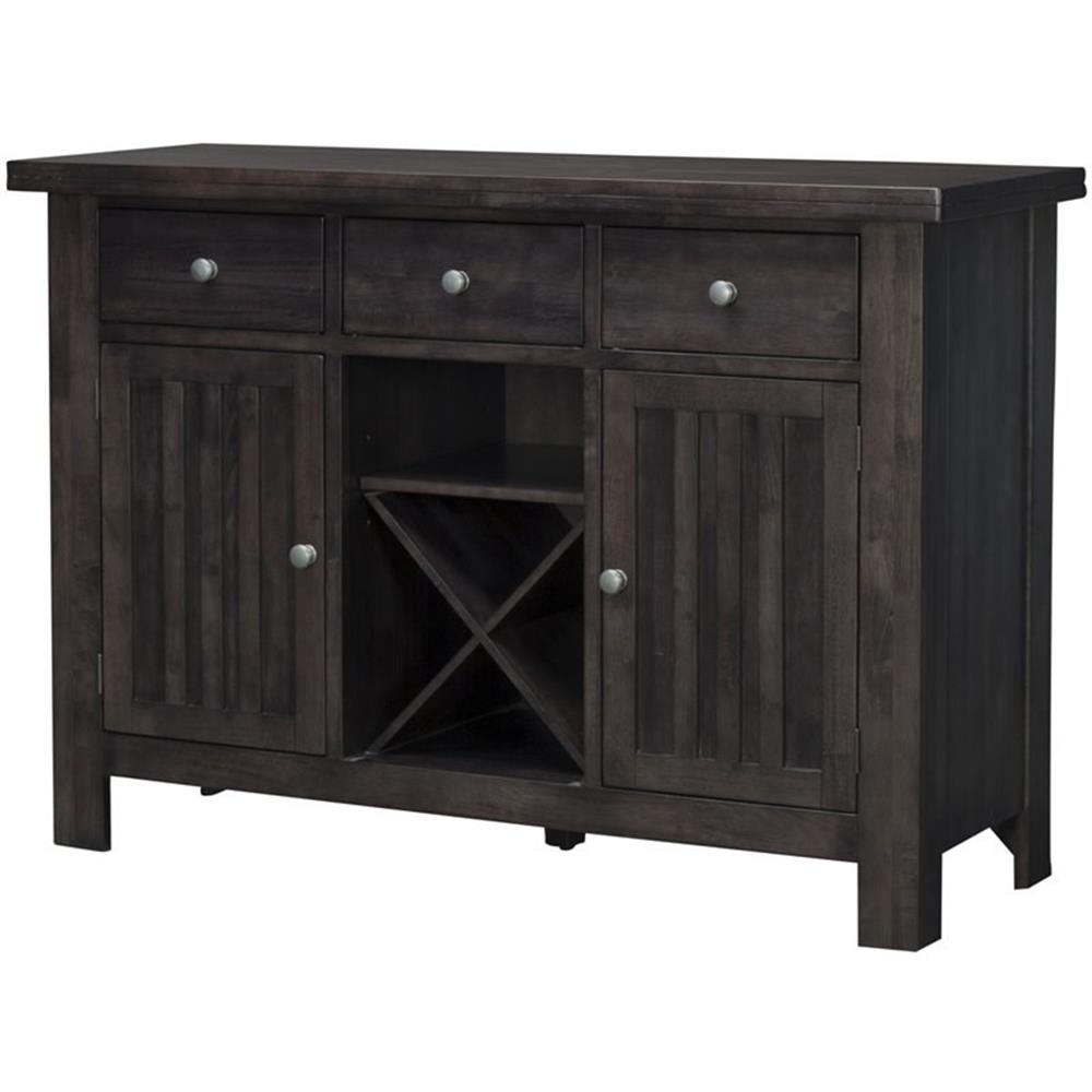 Bowery Hill Contemporary Solid Wood Slat Wine Rack Server in Warm Gray ...