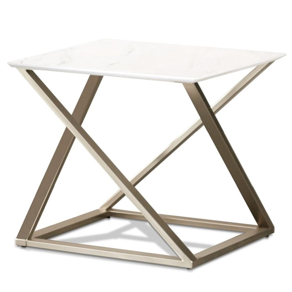 Bowery Hill Contemporary Square Faux Marble Mixed Media End Table in ...