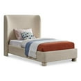 Bowery Hill Contemporary Upholstered Beige Fabric Twin Bed with Curved ...