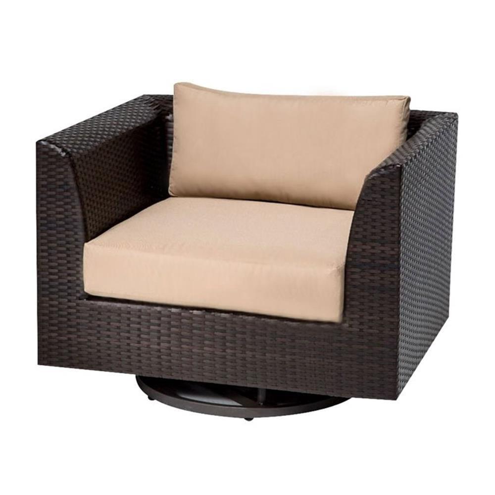 Bowery Hill Contemporary Wicker Patio Swivel Chair in Tan Finish ...