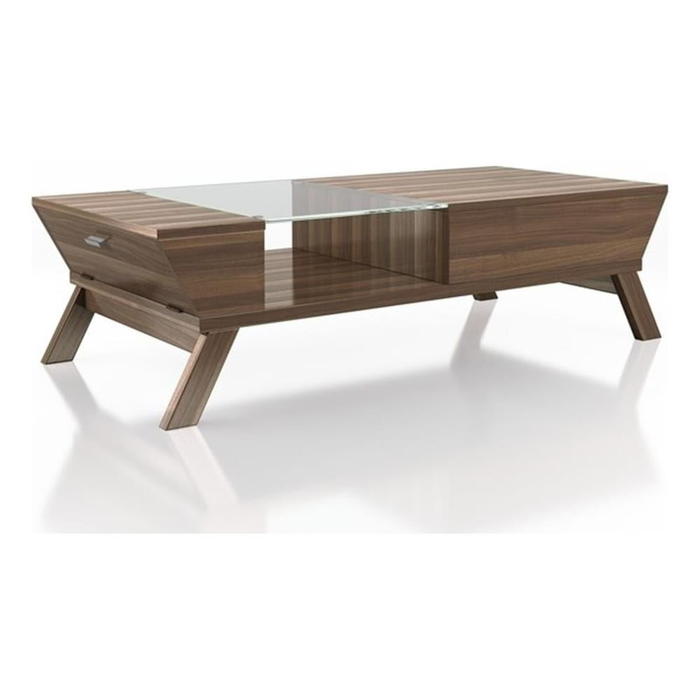 Bowery Hill Contemporary Wood Coffee Table with Storage in Walnut ...