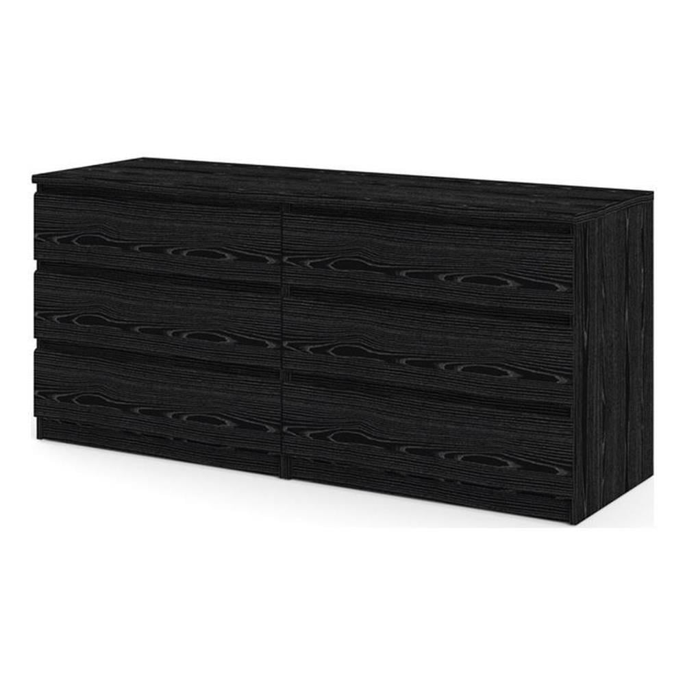Bowery Hill Modern Bedroom Chest, 6 Drawer Double Dresser in Black ...