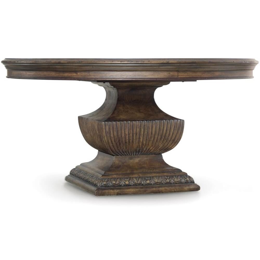 Bowery Hill Dining 60" Round Wood Pedestal Dining Table in Rustic ...