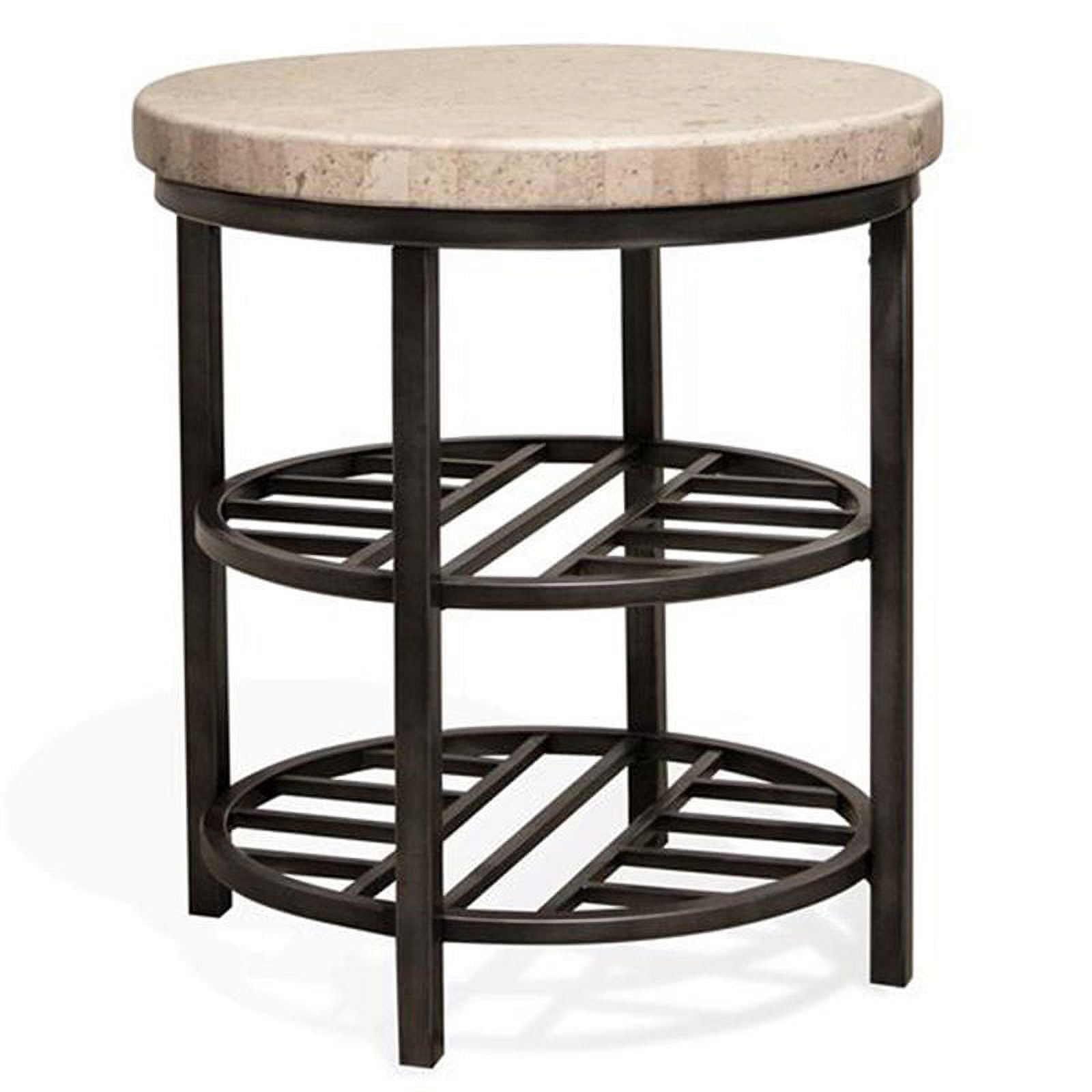 Bowery Hill End Table Coffee Accent Table Round in Metal - Stone - Walmart.com