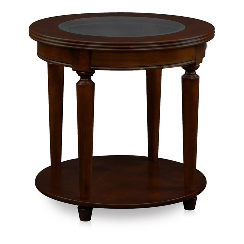 Bowery Hill End Table Coffee Accent Table Round in Wood - Cherry - Walmart.com
