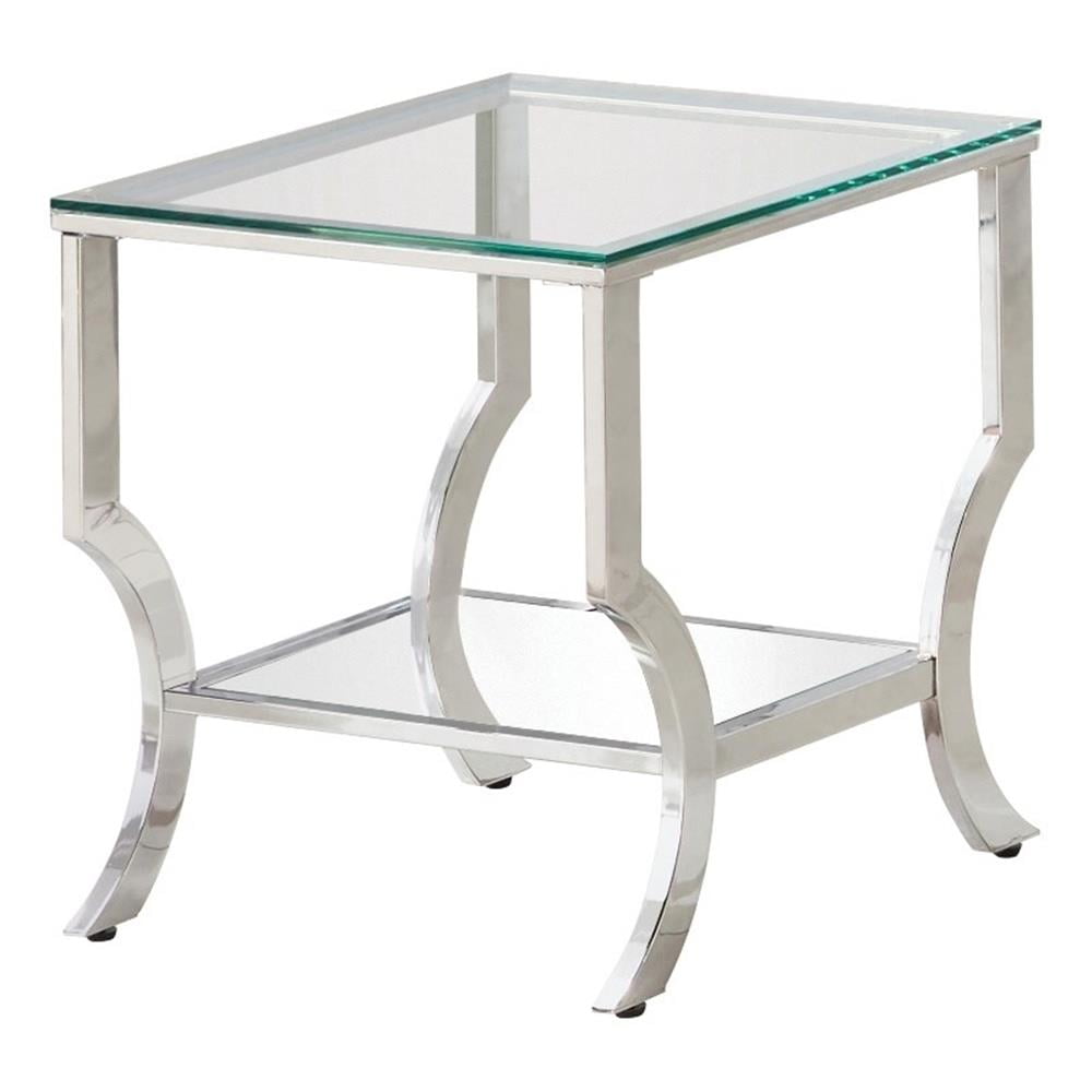 Bowery Hill End Table Coffee Accent Table Square in Metal and Glass Top - Chrome - Walmart.com