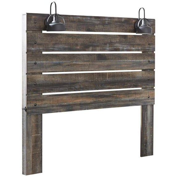 Bowery Hill Engineered Wood Queen Slat Panel Headboard with Sconces in ...