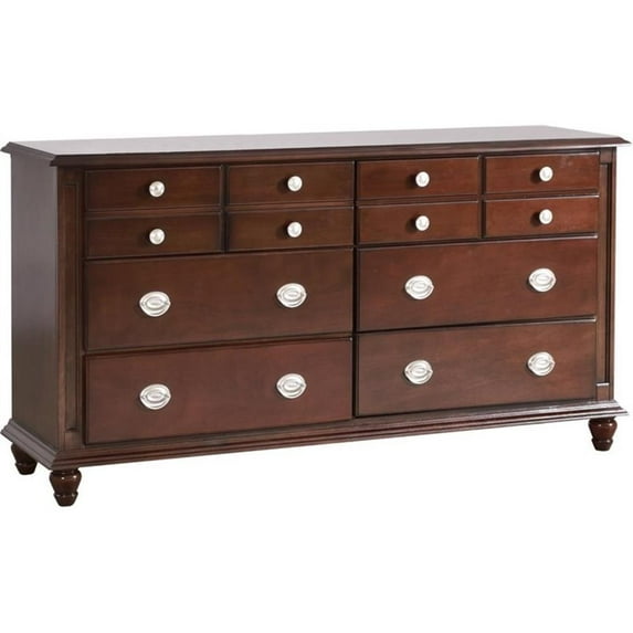Bowery Hill Engineered Wood Traditional 6 Drawer Dresser in Cappuccino ...