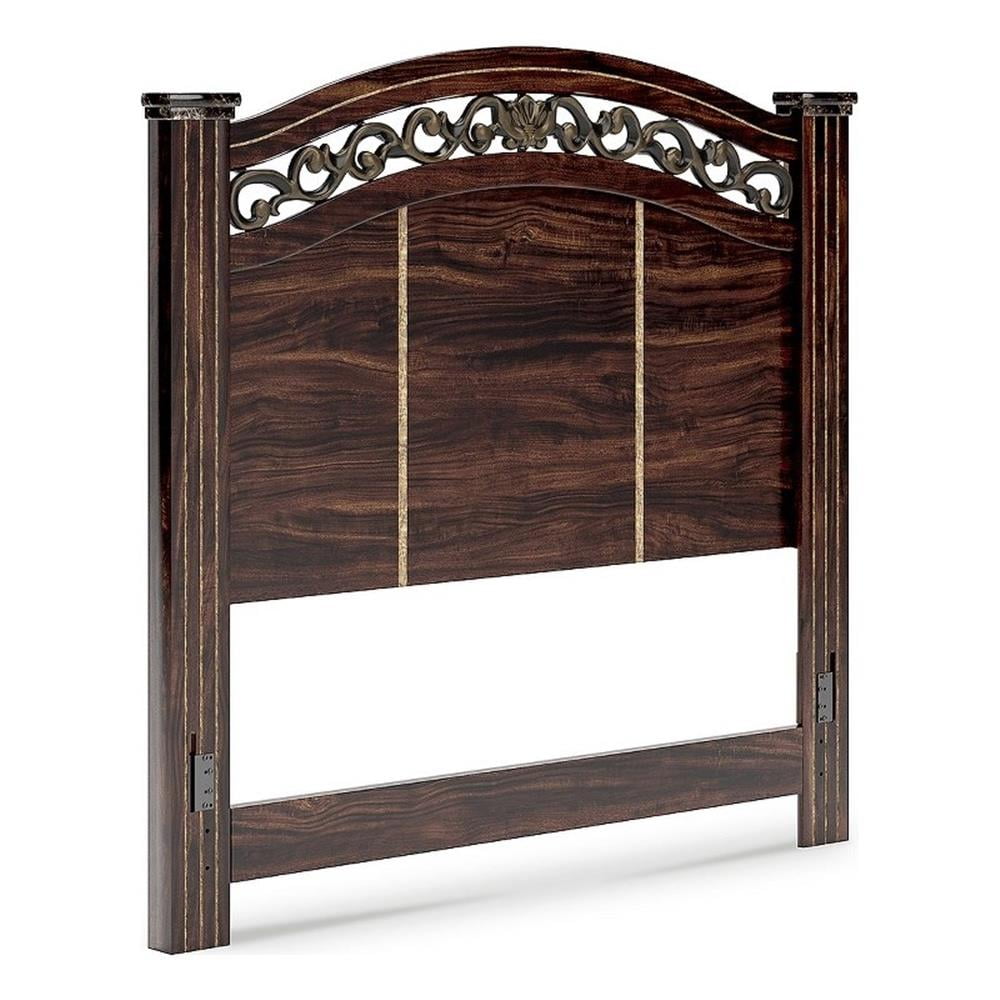 Bowery Hill Engineered Wood Traditional Brown Queen Poster Headboard ...