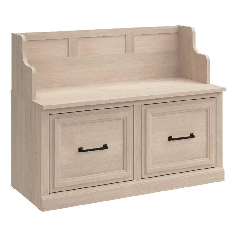 Bowery Hill Entryway Bench with Doors in White Washed Maple ...
