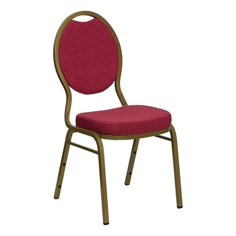 Bowery Hill Fabric/Metal Teardrop Back Stacking Chair Burgundy Red ...