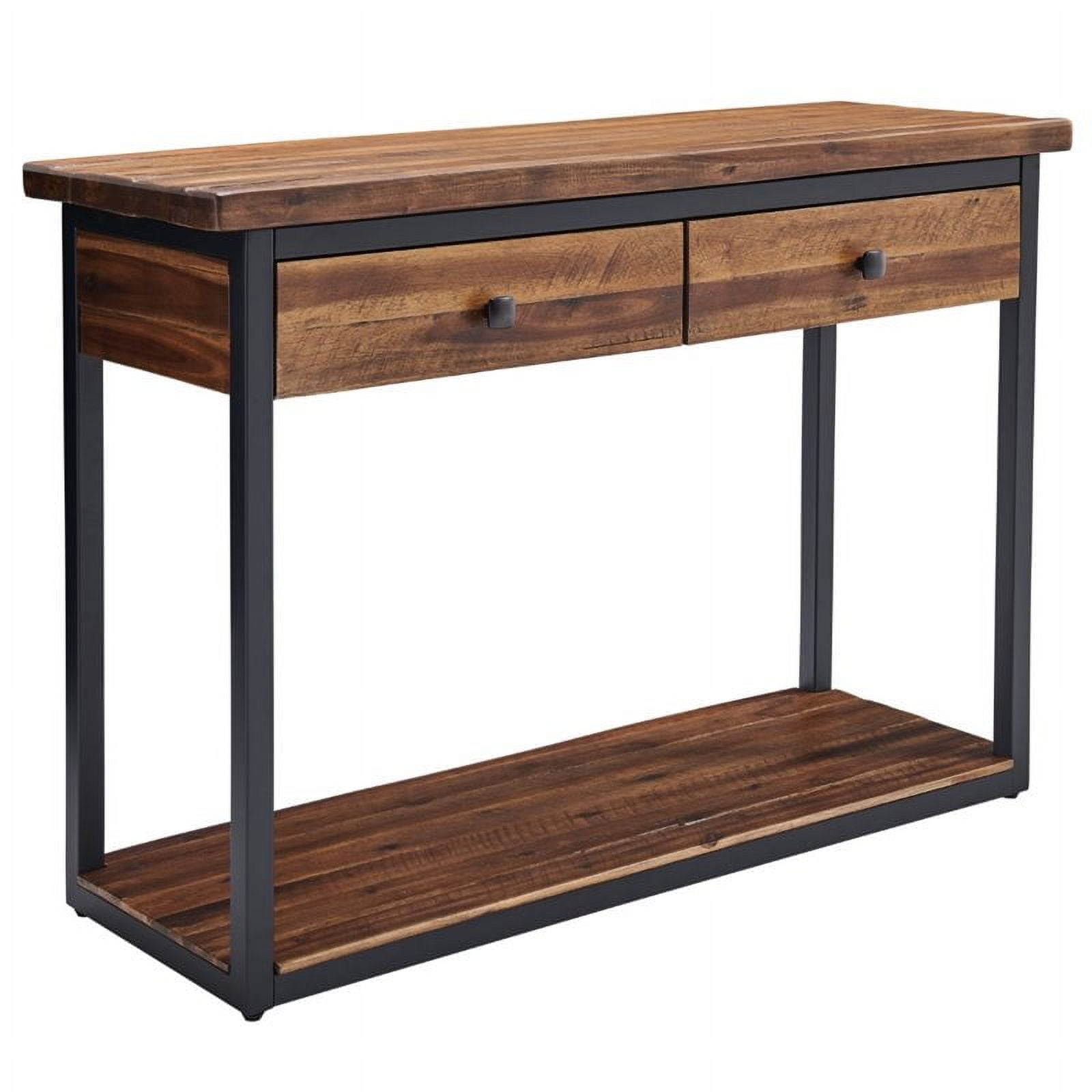Bowery Hill Farmhouse 43"L Rustic Wood Console Table with Two Drawers ...