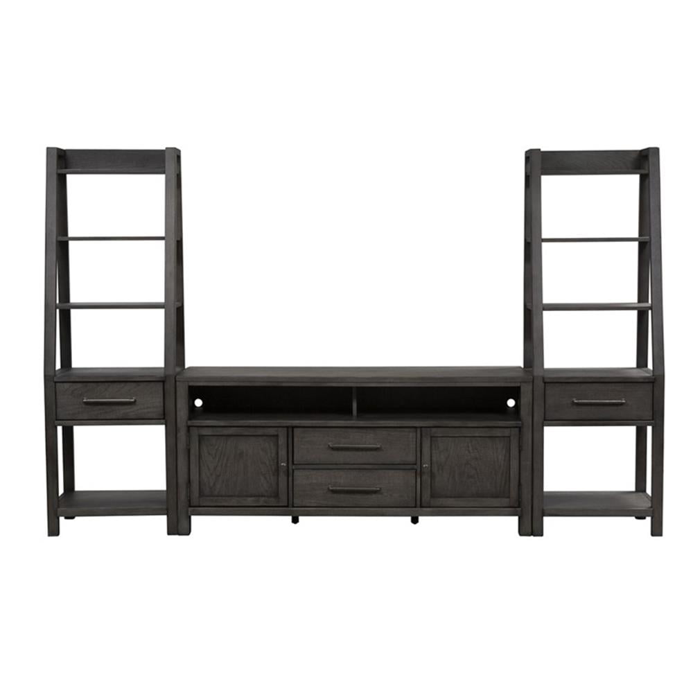 Bowery Hill Farmhouse Engineered Wood Dark Gray Entertainment Center ...