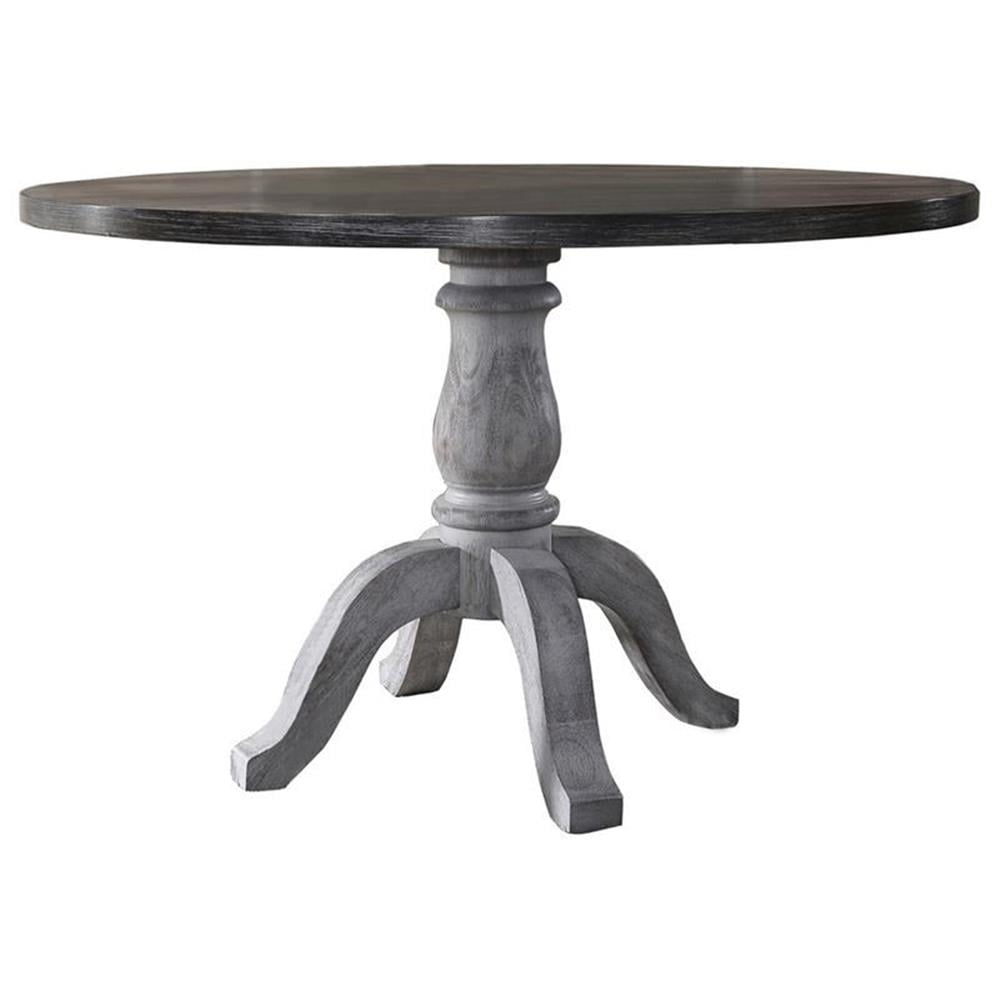 Bowery Hill Wooden Farmhouse Style Round Dining Table in Weathered Gray ...
