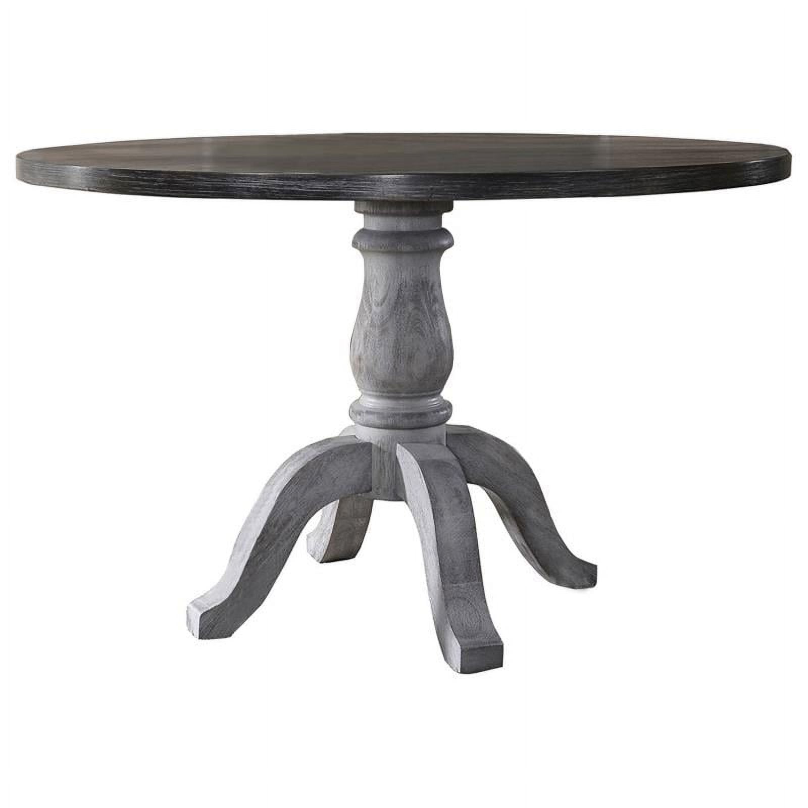 Bowery Hill Farmhouse Style Wood Round Dining Table in Weathered Gray ...