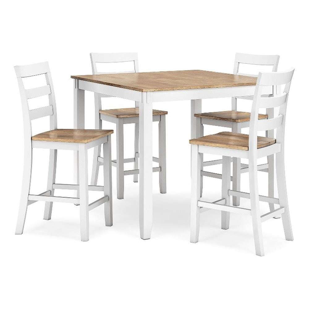Bowery Hill Farmhouse White Wood Counter Height Dining Table Set - Set ...