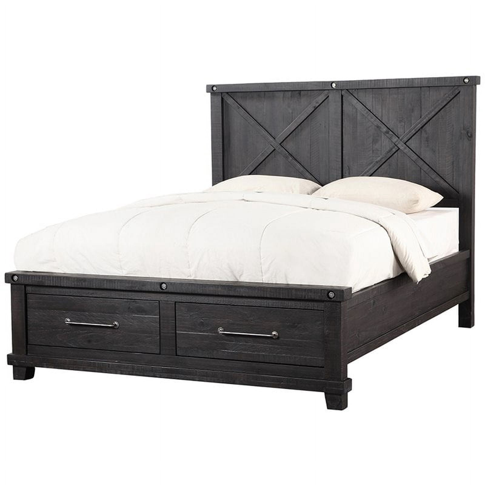 Bowery Hill Farmhouse Wood California King Panel Storage Bed in ...