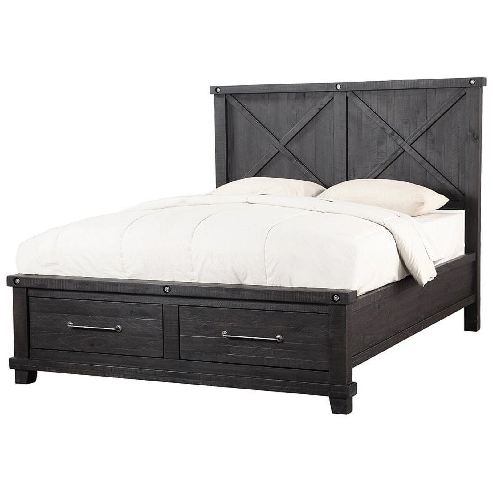 Bowery Hill Farmhouse Wood Queen Panel Storage Bed in Espresso ...