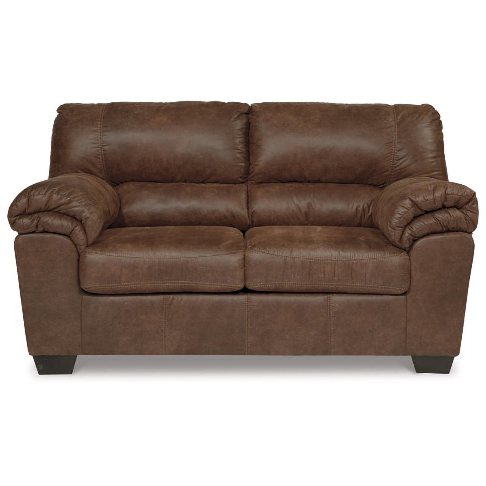 Bowery Hill Faux Leather & Fabric Loveseat in Coffee Dark Brown ...