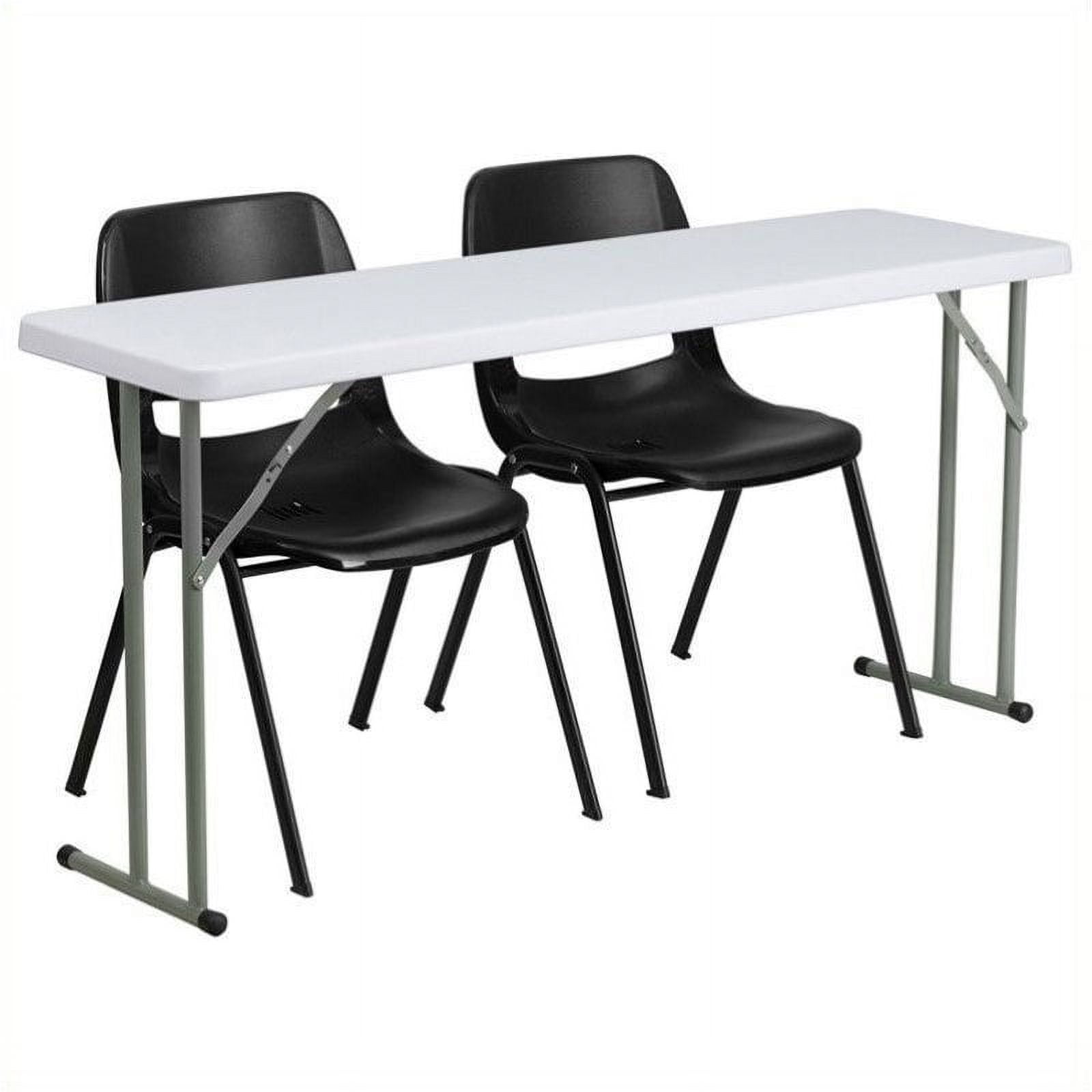 Bowery Hill Folding Table and 2 Stacking Chairs in Black and White - Walmart.com