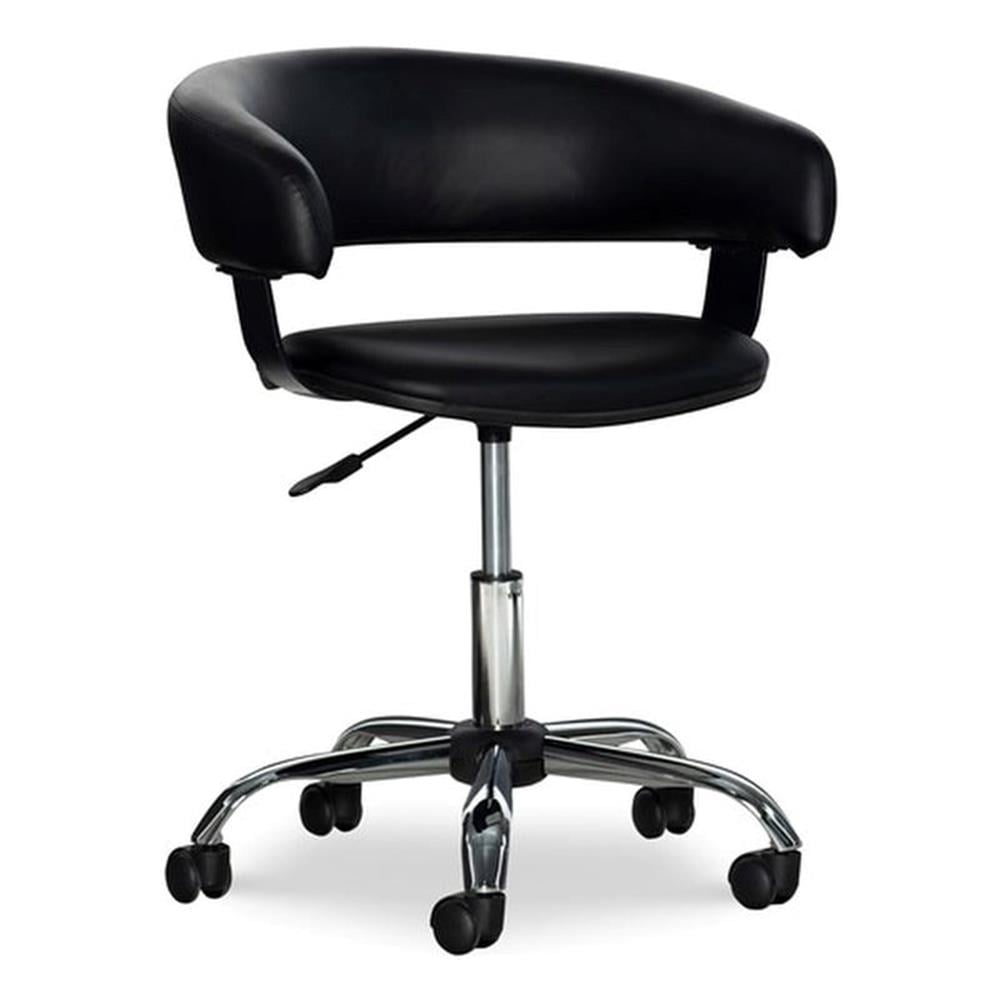 Bowery Hill Gas Lift Faux Leather & Metal Desk Chair with Wheels in ...