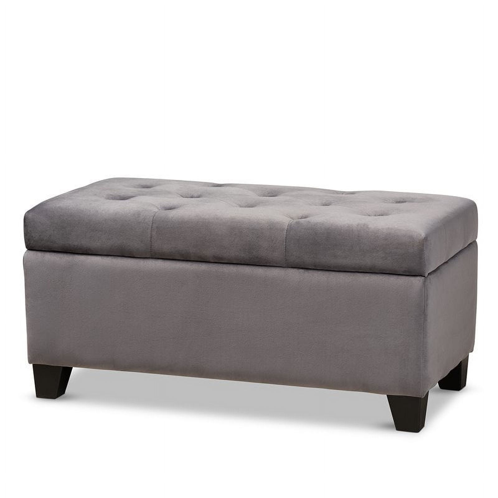 Bowery Hill Grey Velvet Upholstered Storage Ottoman - Walmart.com
