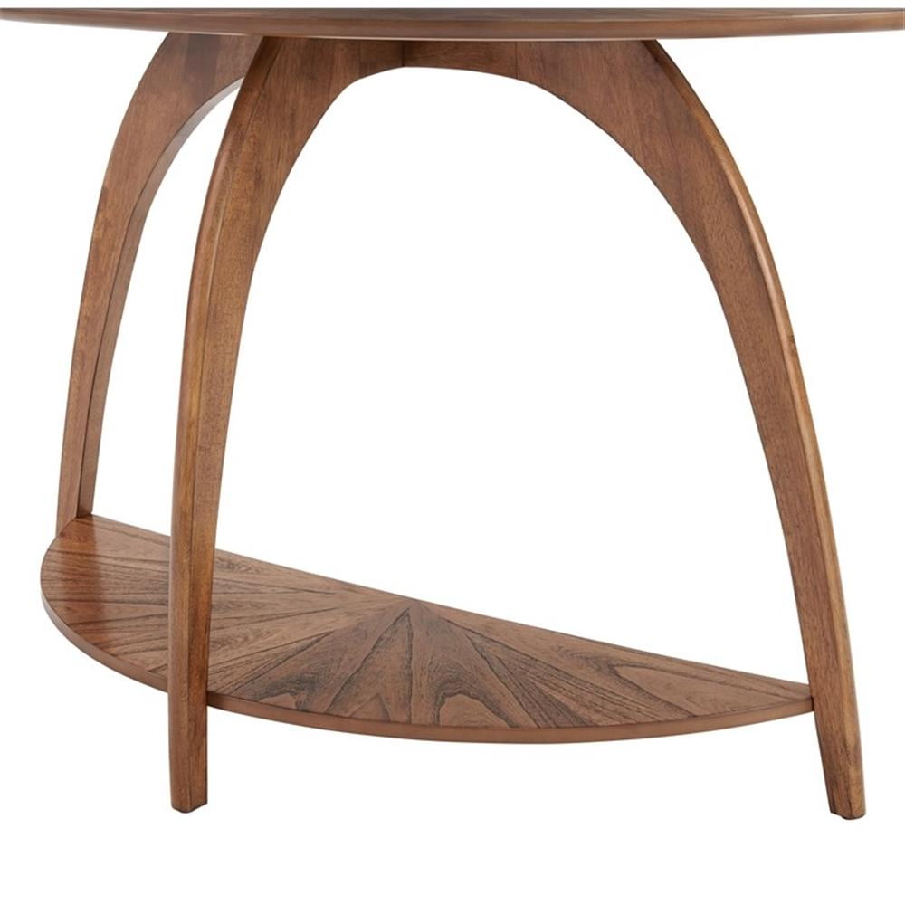 Bowery Hill Half-Moon Wood Sofa Console Table in Warm Nutmeg Brown ...