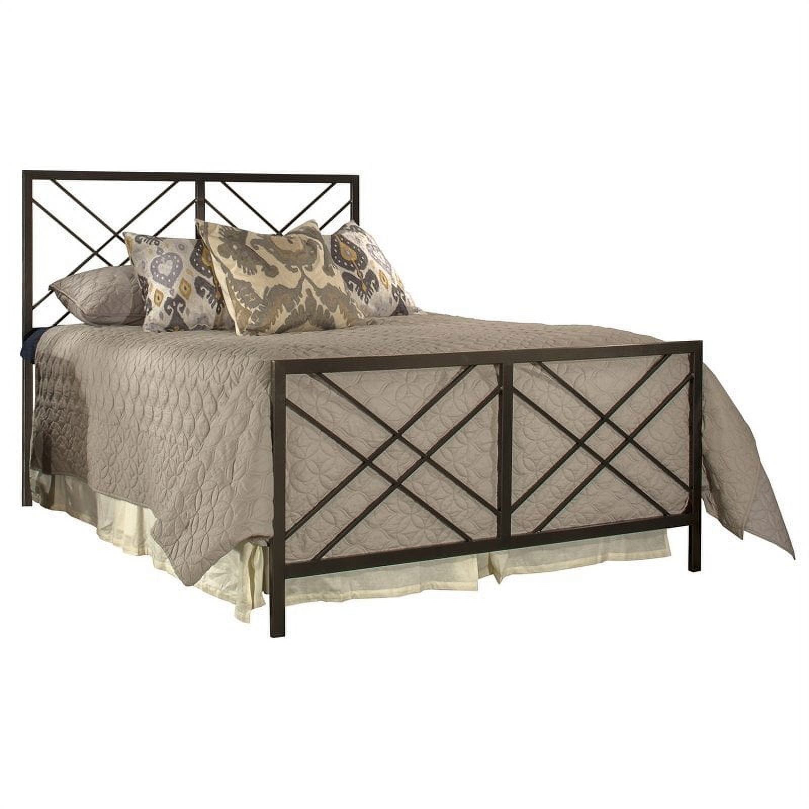 Bowery Hill Industrial King Metal Bed Rail Included in Mahogany ...