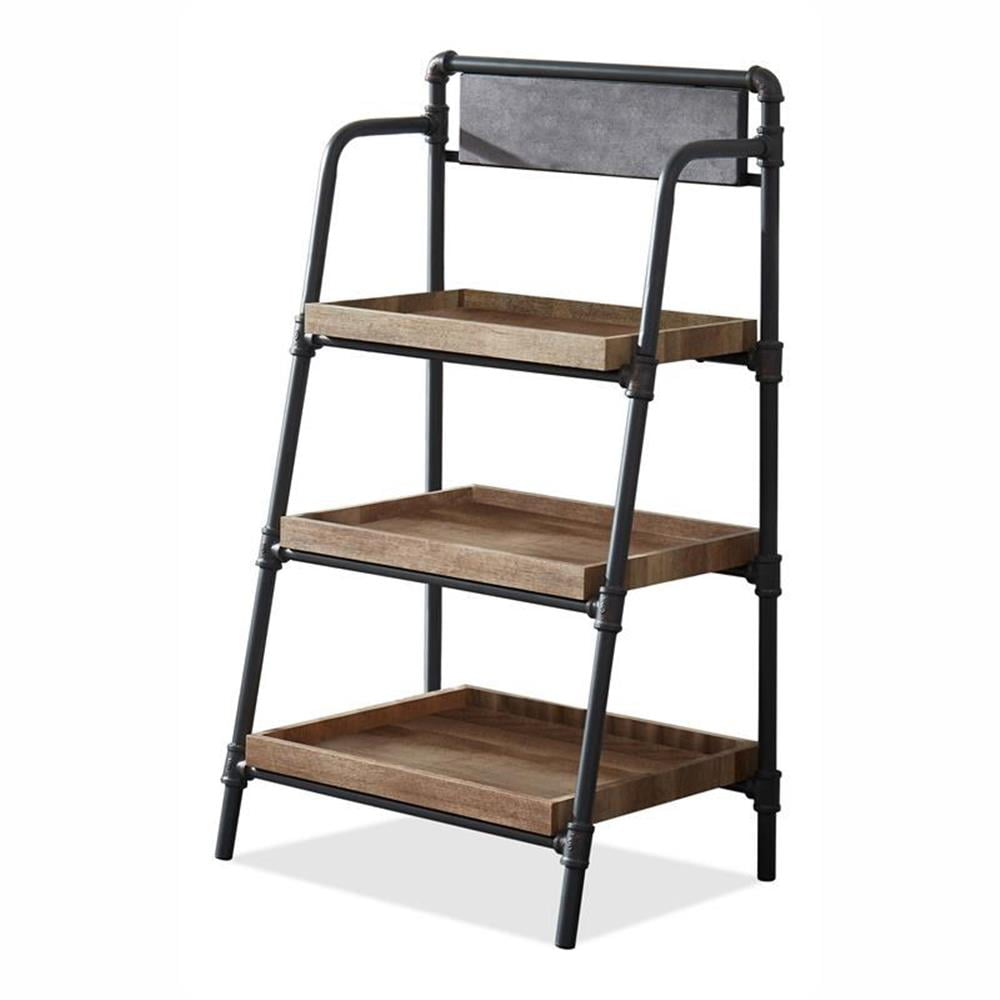 Bowery Hill Industrial Metal 3-Shelf Bookcase in Sand Black Finish ...