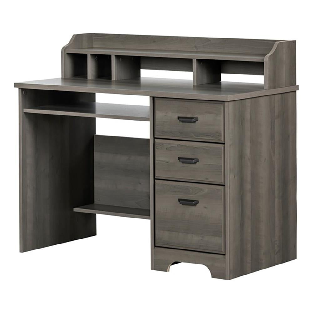 Bowery Hill Laminated Wood Gray Maple Computer Desk with Hutch 37.75"H ...