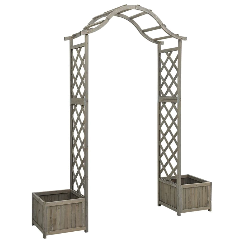 Bowery Hill Large Decorative Inlays Wooden Garden Arch in Grey Solid ...