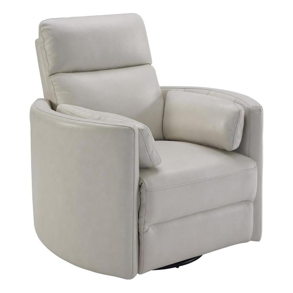 Bowery Hill Leather Power Cordless Swivel Glider Recliner in Ivory ...