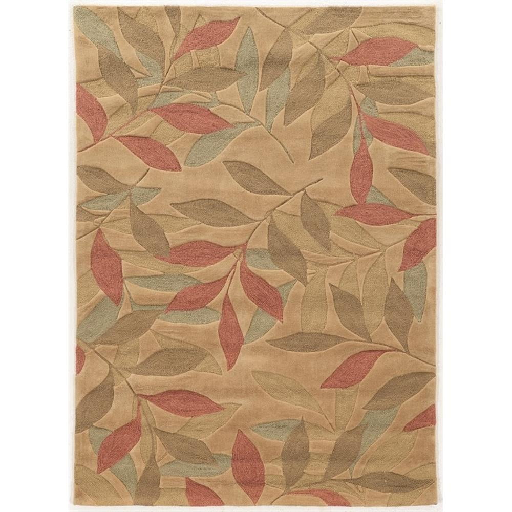 Bowery Hill Leaves Polyester 8'x10' Area Rug in Beige & Multi - Walmart.com