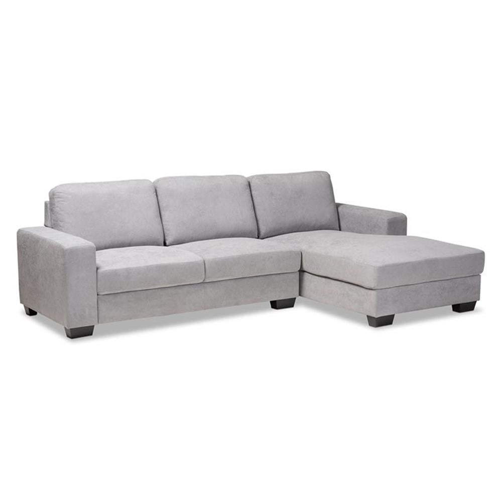 Bowery Hill Light Grey Sectional Sofa with Right Facing Chaise ...
