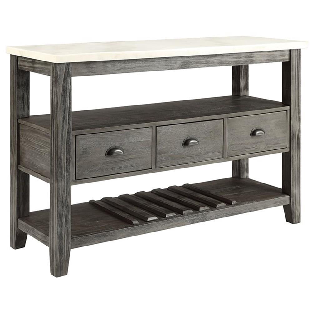 Bowery Hill Marble Top Wine Rack Server in White and Gray Oak - Walmart.com