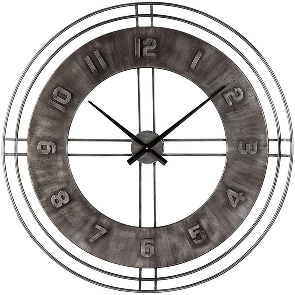 Bowery Hill Metal Wall Clock in Antique Gray - Walmart.com
