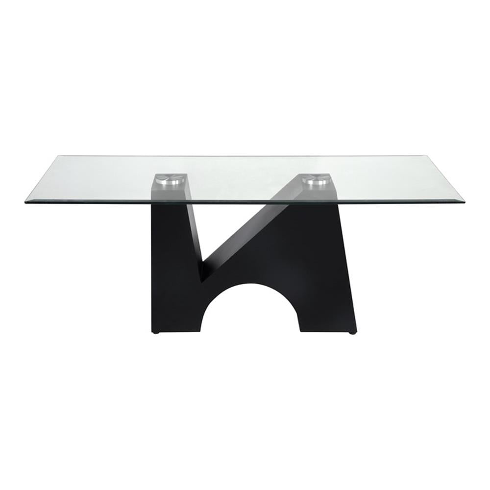 Bowery Hill Metal and Glass Top Rectangle Coffee Table in Black ...