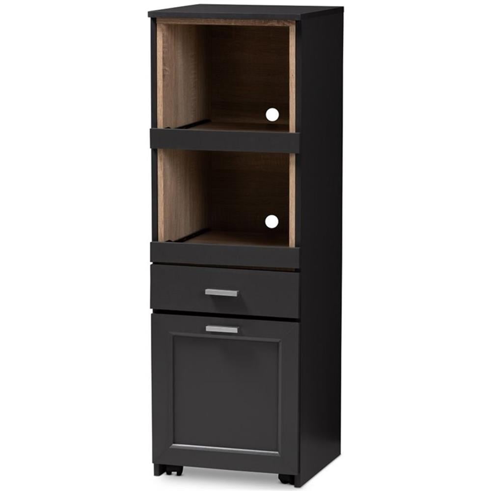 Bowery Hill Microwave Cabinet in Dark Grey and Oak Brown - Walmart.com