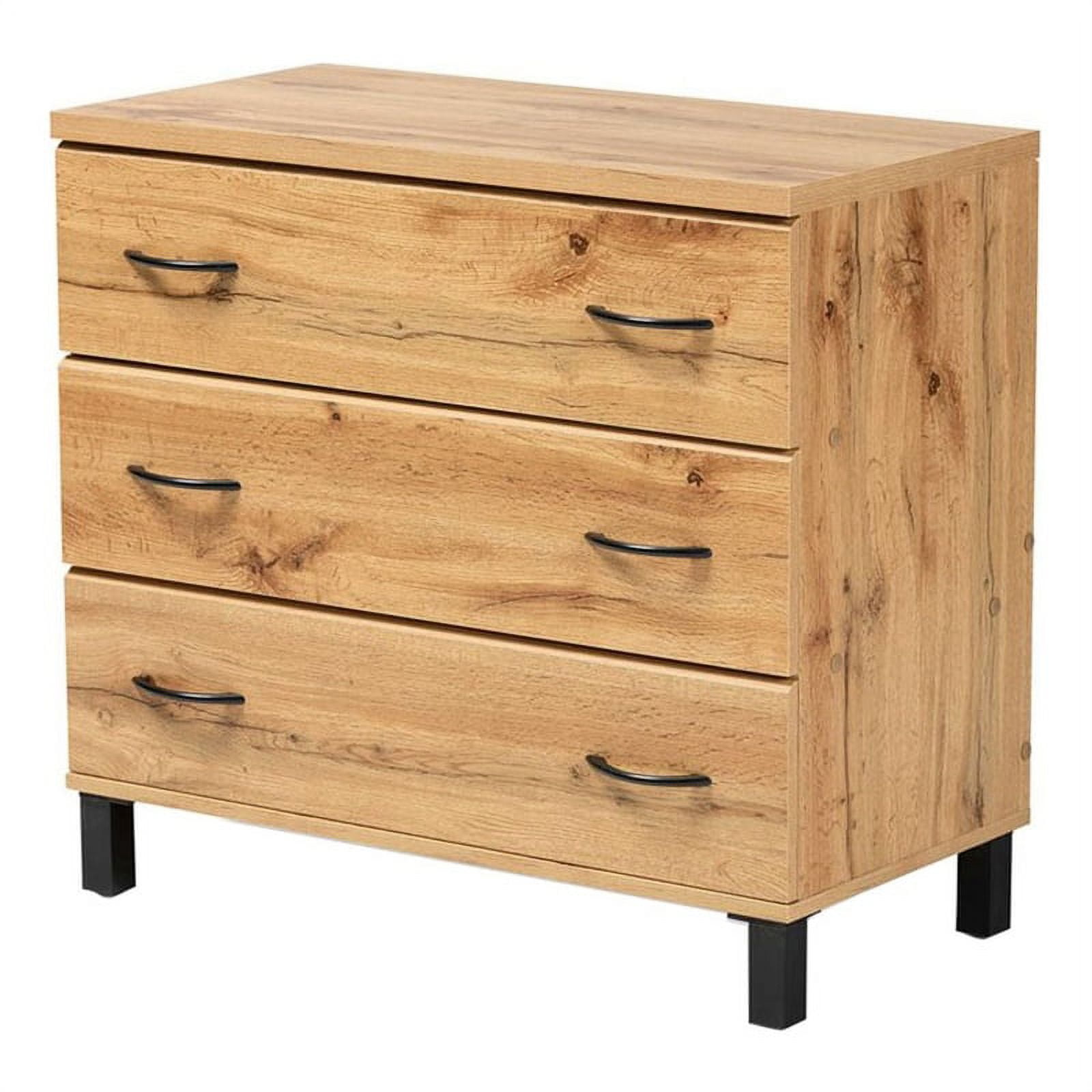 Bowery Hill Modern 3-Drawer Engineered Wood Storage Chest in Oak Brown ...