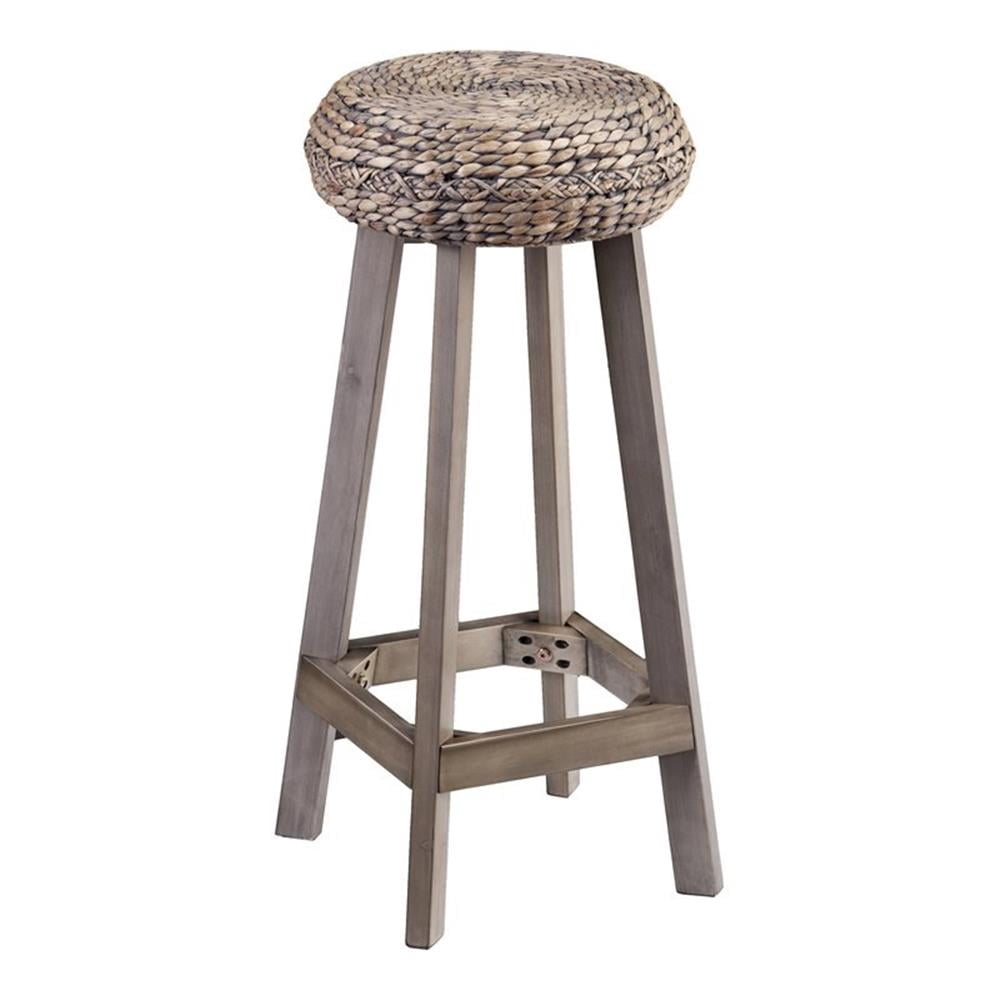 Bowery Hill Modern 30" Backless Hyacinth Bar Stools in Gray (Set of 2 ...