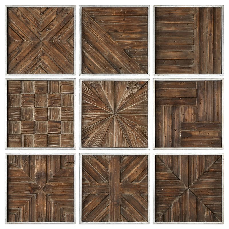 Bowery Hill Modern 9 Piece Wall Panel Set in Rustic Natural - Walmart.com
