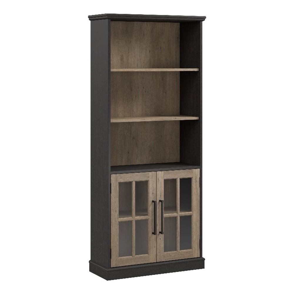 Bowery Hill Modern / Contemporary 5 Shelf Bookcase with Glass Doors ...