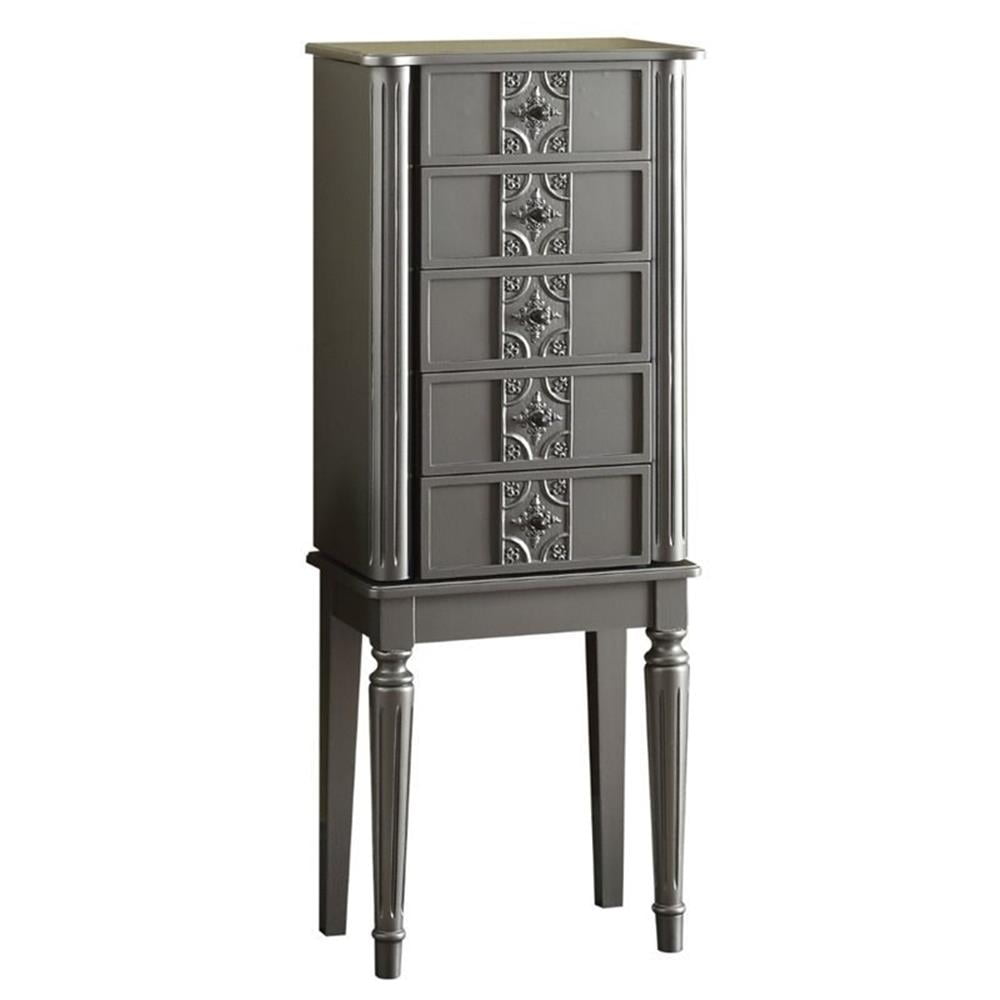 Bowery Hill Modern / Contemporary Jewelry Armoire in Silver Finish ...