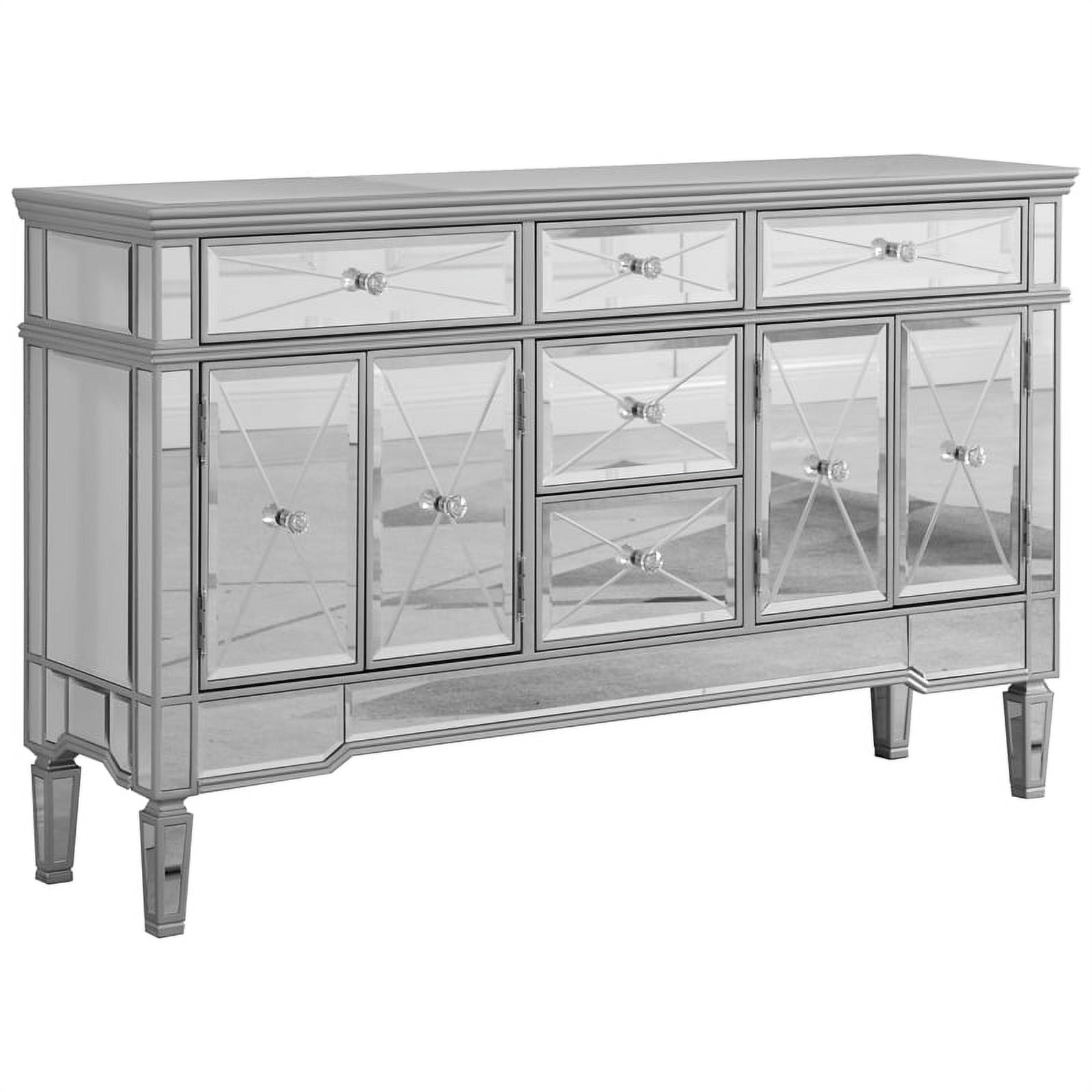 Bowery Hill Modern Contemporary Mirrored Wood Sideboard in Silver ...
