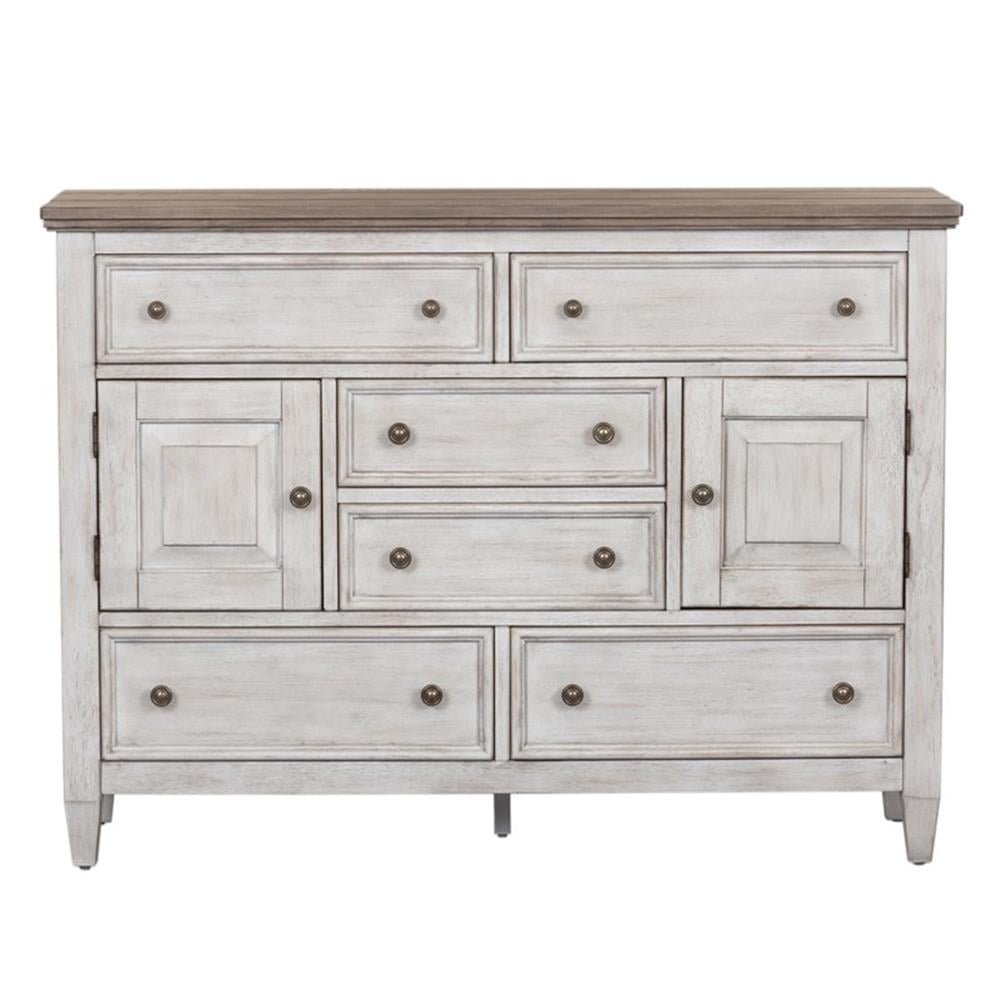 Bowery Hill Modern / Contemporary Wood White 2 Door 6 Drawer Chesser ...