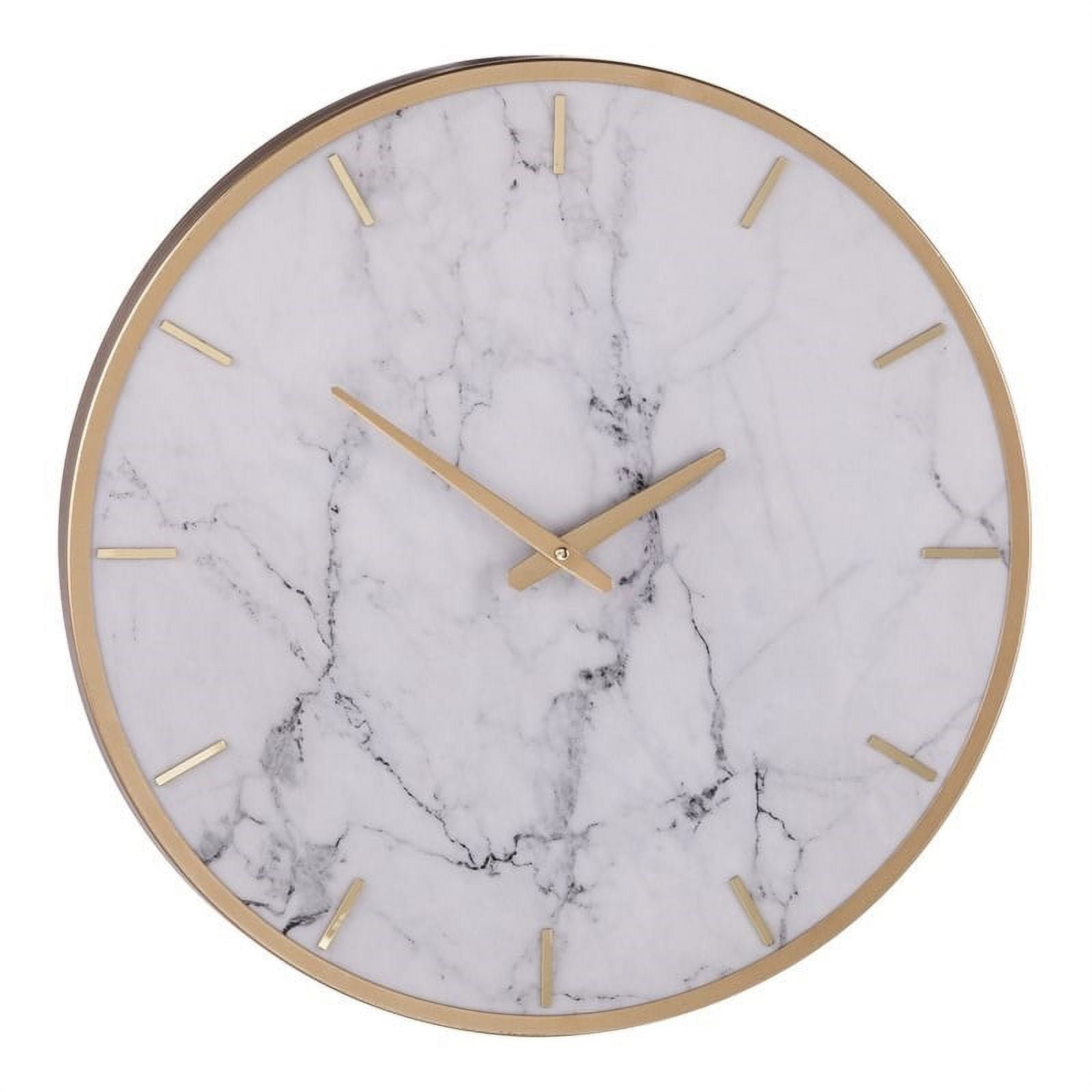 Bowery Hill Modern Decorative Wall Clock in White/Gold/Gray Veining ...