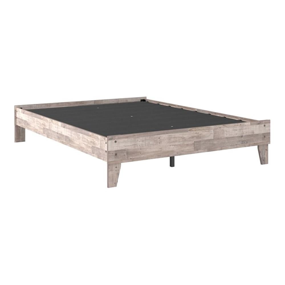 Bowery Hill Modern Engineered Wood Queen Platform Bed in Whitewash ...