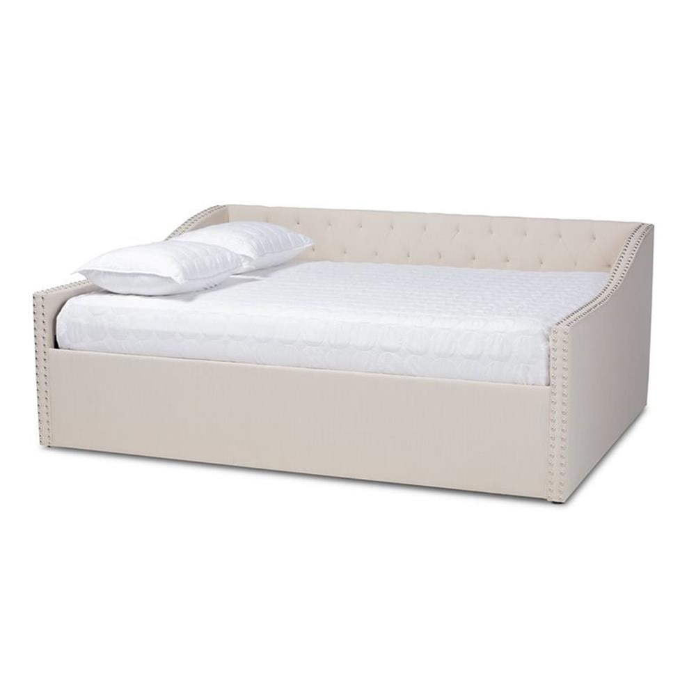 Bowery Hill Modern Fabric Queen Size Daybed with Silver Nail head Trim ...