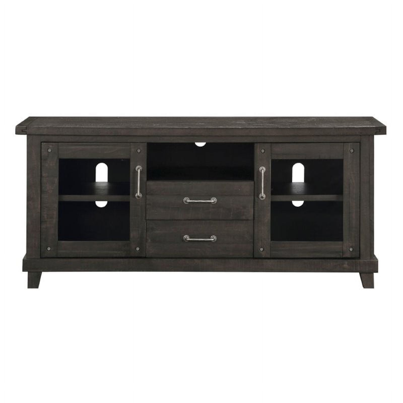 Bowery Hill Modern Glass Mahogany 2 Drawer Solid Wood TV Stand ...